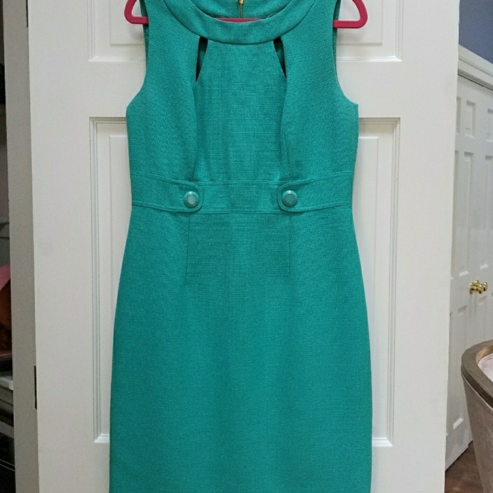 Turquoise Tahari Dress With Cut-Outs - Gem